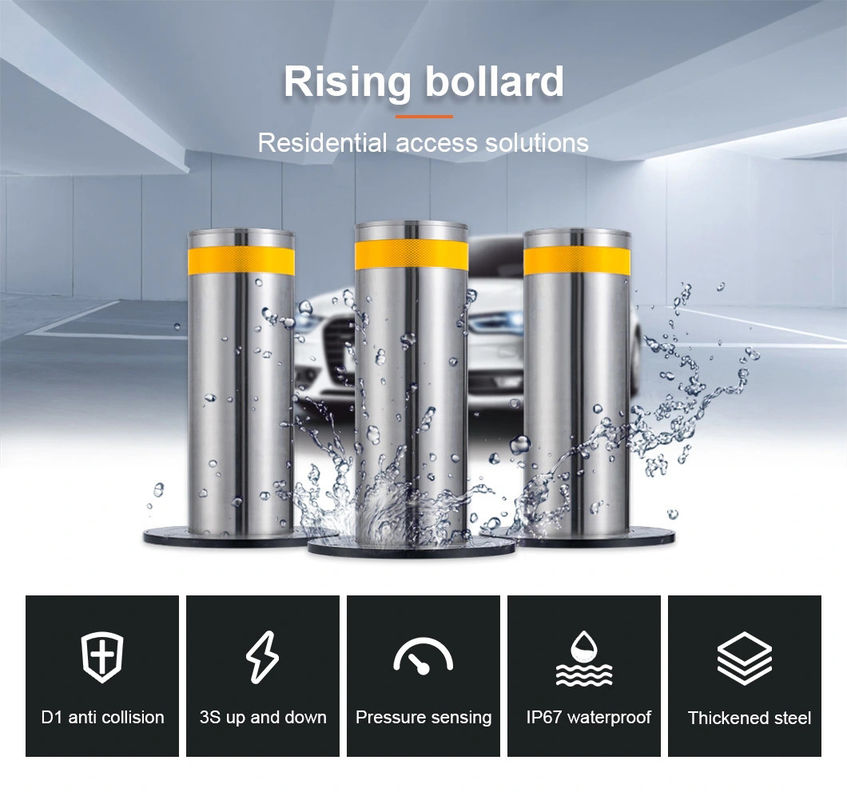 316 Stainless Steel Automatic Retractable Parking Bollards With ...