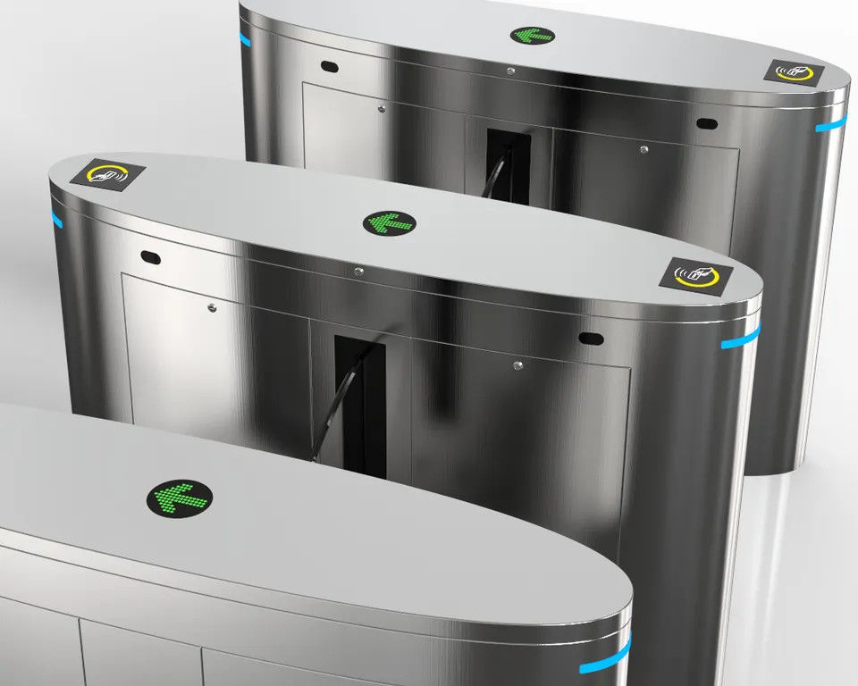 304 Grade Stainless Steel Access Control Turnstile Flap Barrier AC220V 50HZ